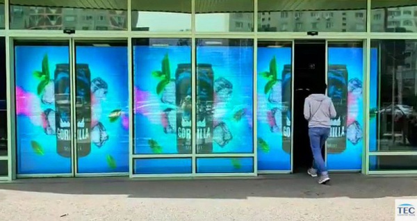 Glass adhesive film led screen, transparent soft film led display