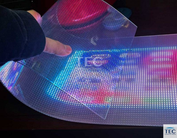 TEC Glass adhesive led screen, transparent soft film led display ...