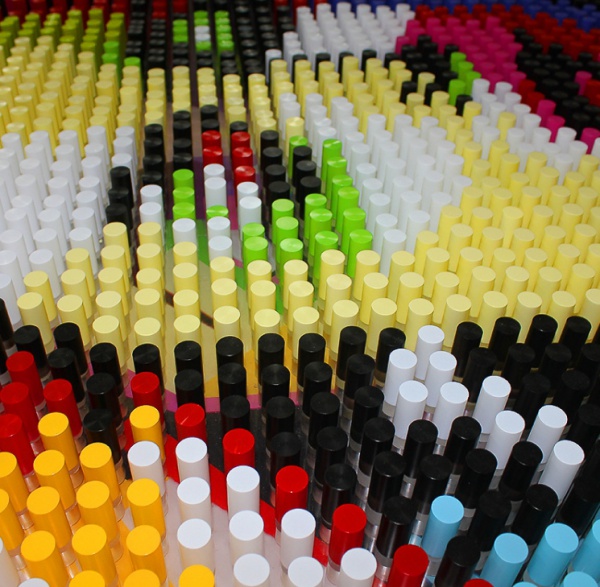 Acrylic colored column arrangement display props