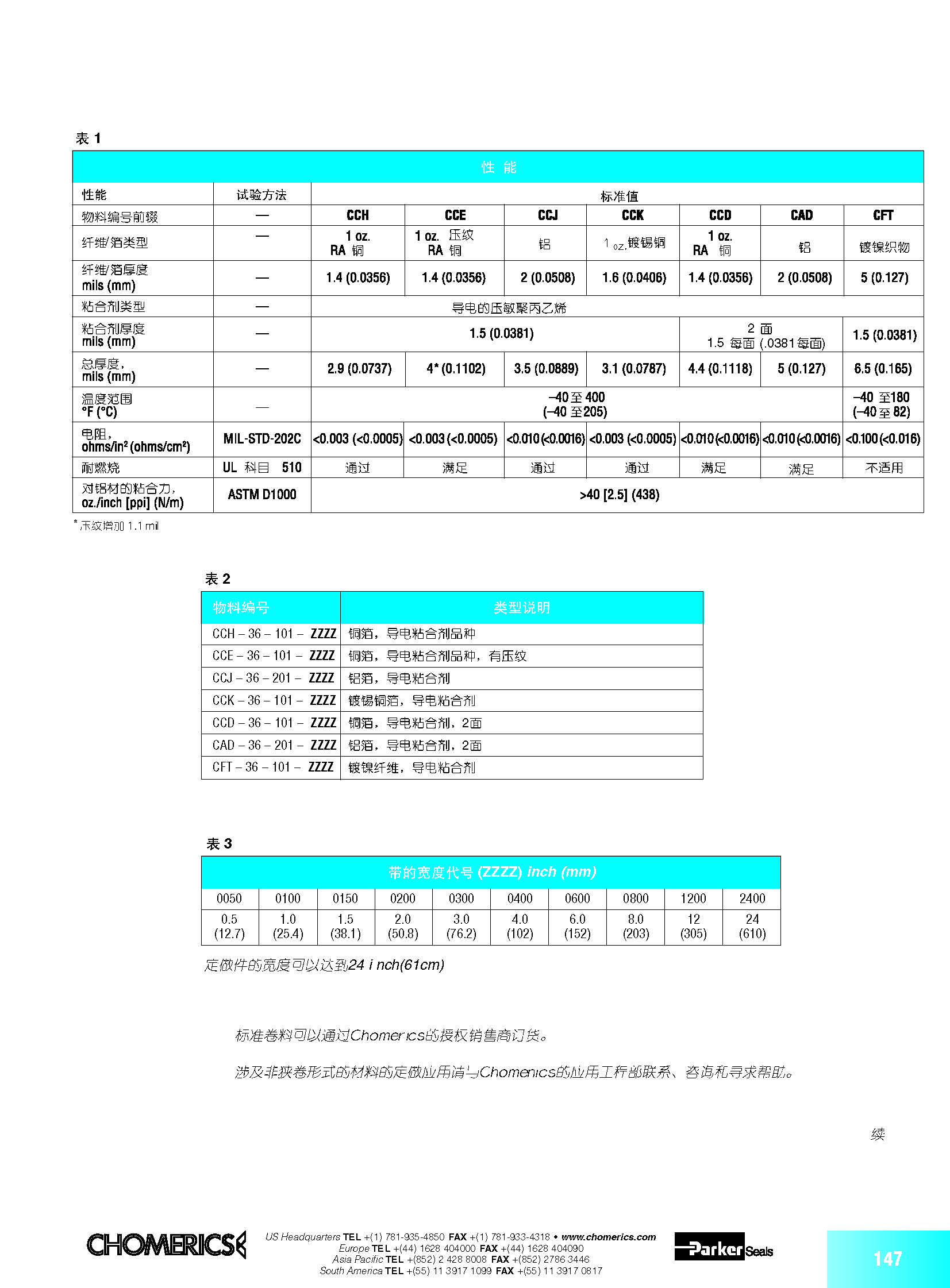 派克固美丽Parker Chomerics CHO-FOIL带导电胶的EMI屏蔽带CCJ铝箔屏蔽带