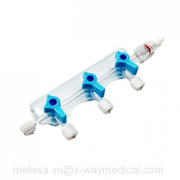 3-Gang stopcock manifold, 4 female 1 rotating male lur lock 500psi 4 ...