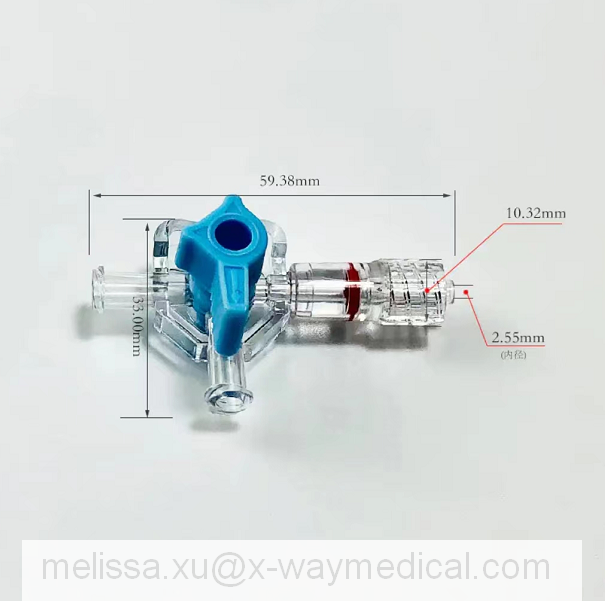 1200PSI 500psi 250psi high pressure Three-Way stopcock with On handle, 2 female luer lock ...