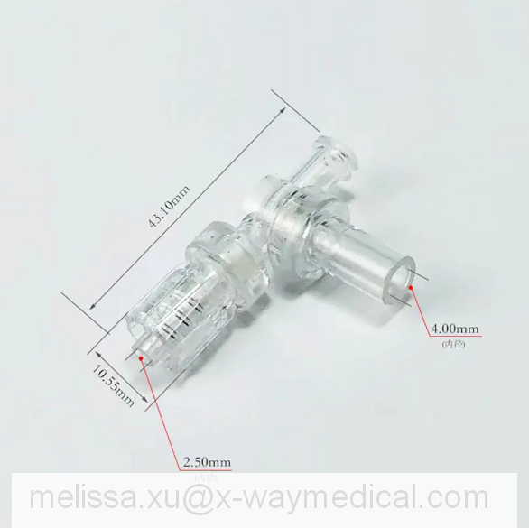 Female male luer lock to 4.0mm tube T valve connector with Non-return ...
