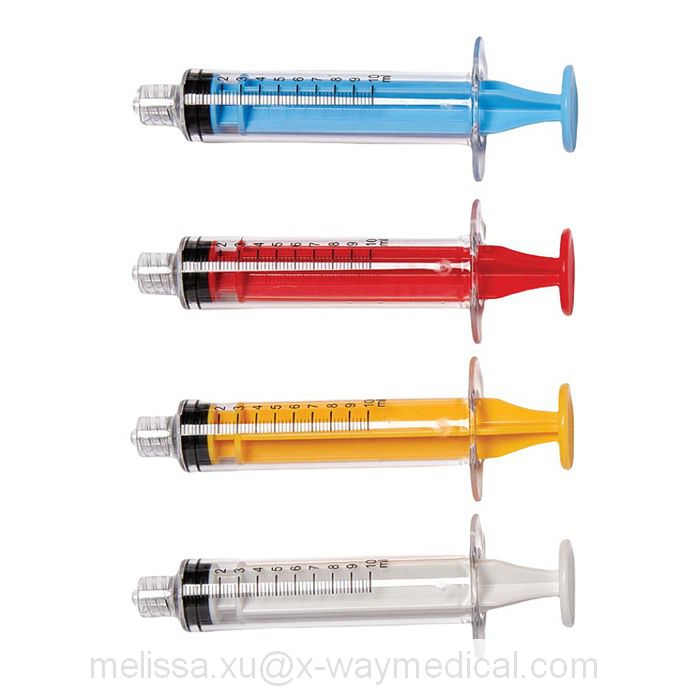 Polycarbonate contrast saline injection colored syringes, male luer ...