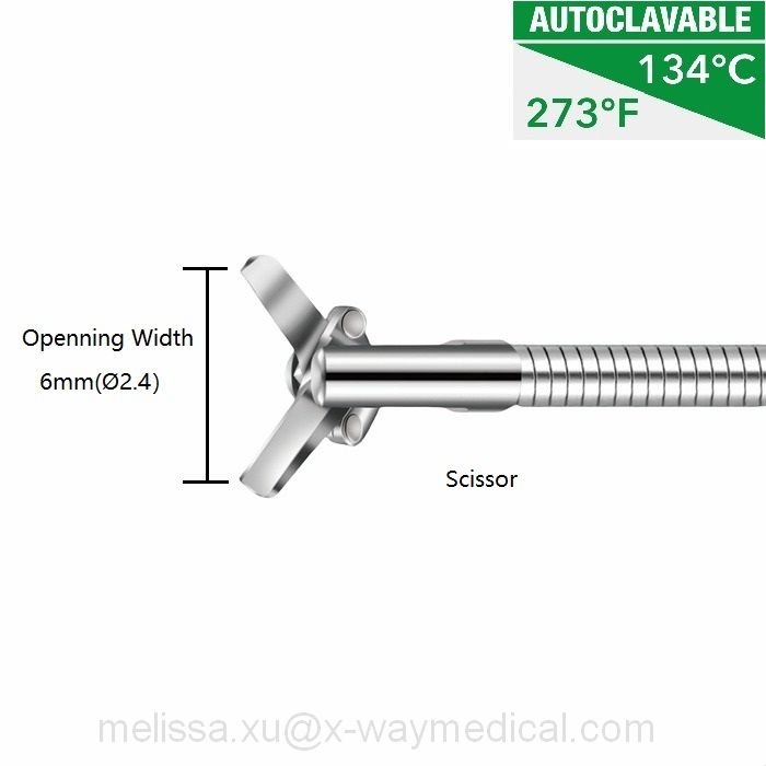 2.4mm Endoscopic reusable tissue cutting scissors, autoclavable biopsy ...