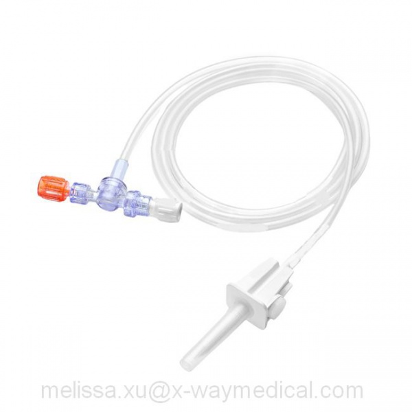 Low pressure contrast media agent Transfer set with clave spike and ...