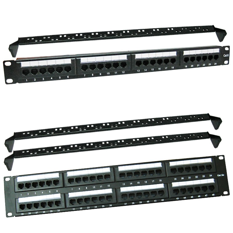 Cat5e / Cat6 UTP Patch Panel 19" 24Port 1U 48Port 2U
