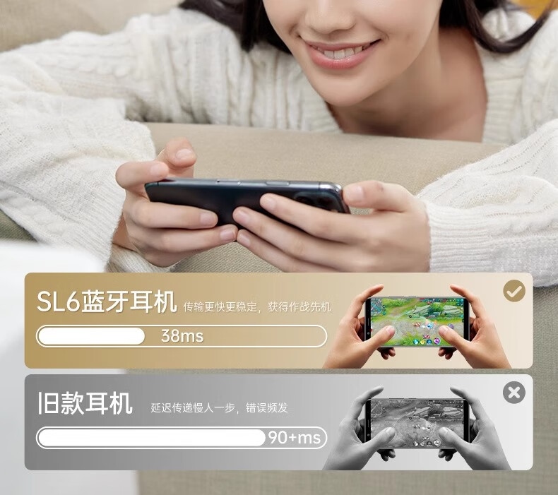 索爱（soaiy）SL6真无线蓝牙耳机运动商务游戏长续航半入耳式蓝牙耳机