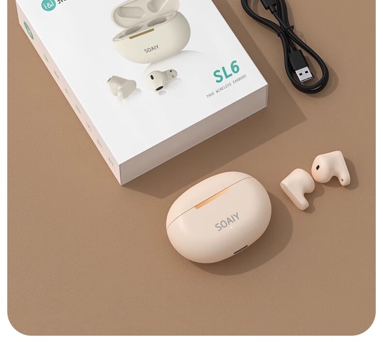索爱（soaiy）SL6真无线蓝牙耳机运动商务游戏长续航半入耳式蓝牙耳机
