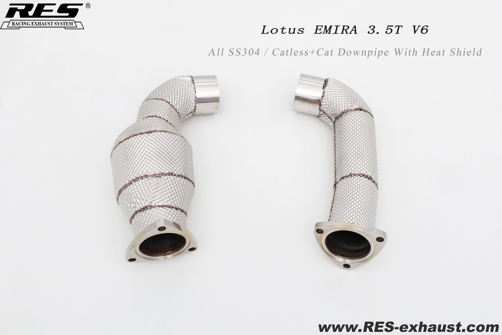 Lotus EMIRA 3.5T V6 All SS304 / Catless+Cat Downpipe With Heat Shield ...