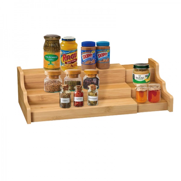 BOSSMAX CORPORATION 3 Tier Bamboo Expandable Display Shelf
