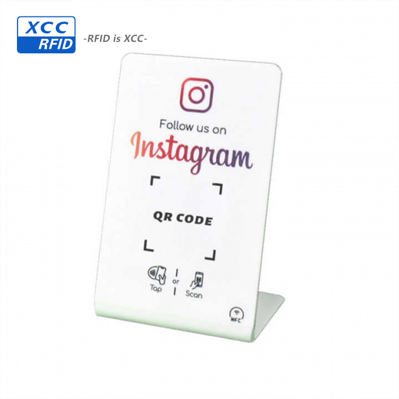 Customize QR Code Socia Media Blank Acrylic NFC Menu Display Table ...