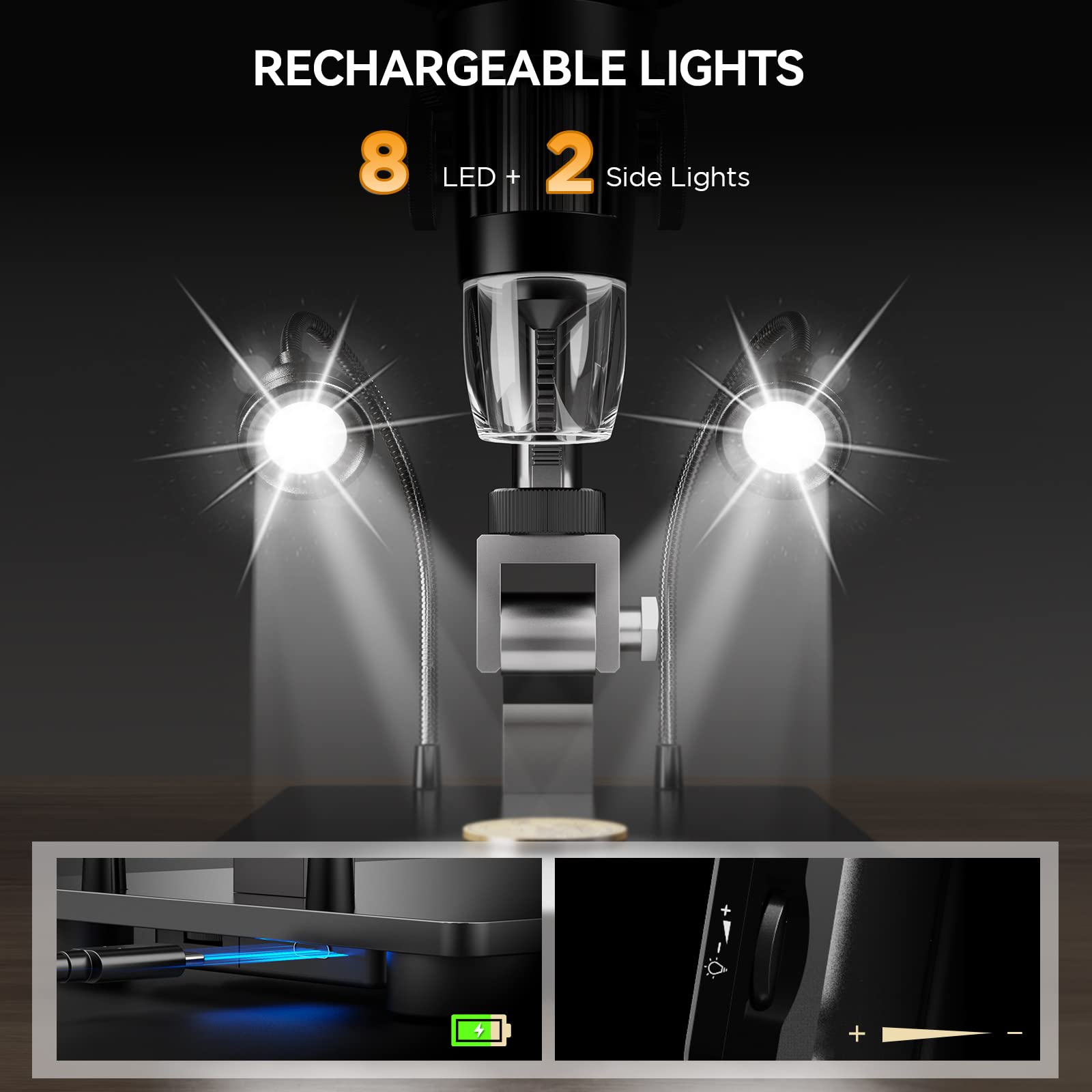 Elikliv EDM9 Pro 7" HDMI Digital Microscope, 1200X Coin Microscope for ...